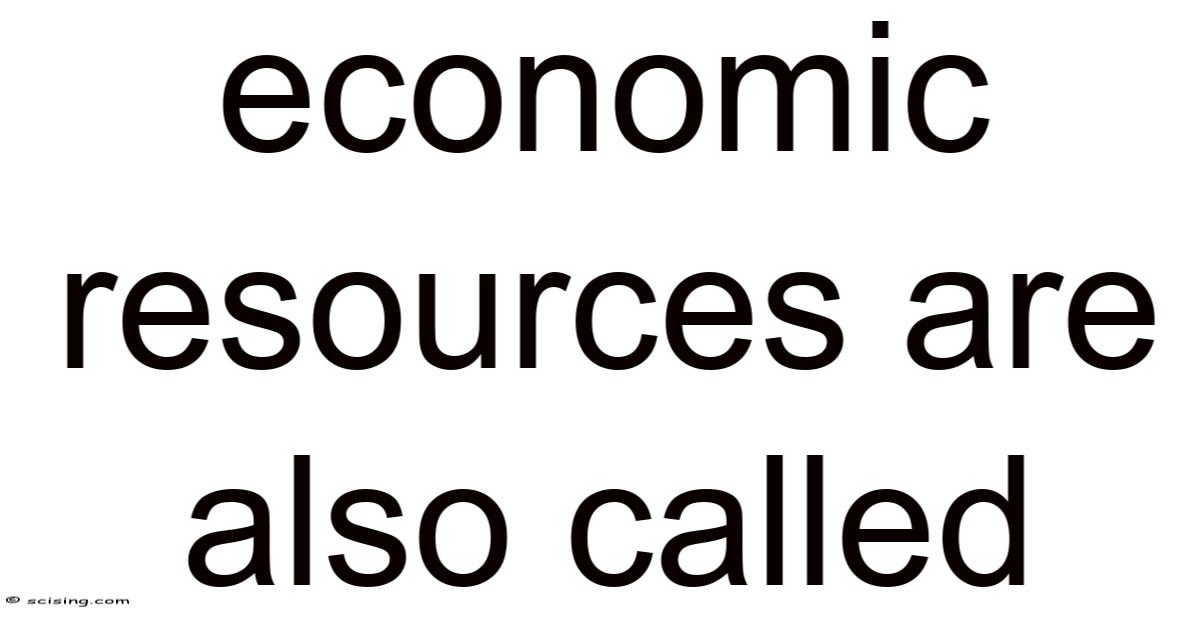 Economic Resources Are Also Called