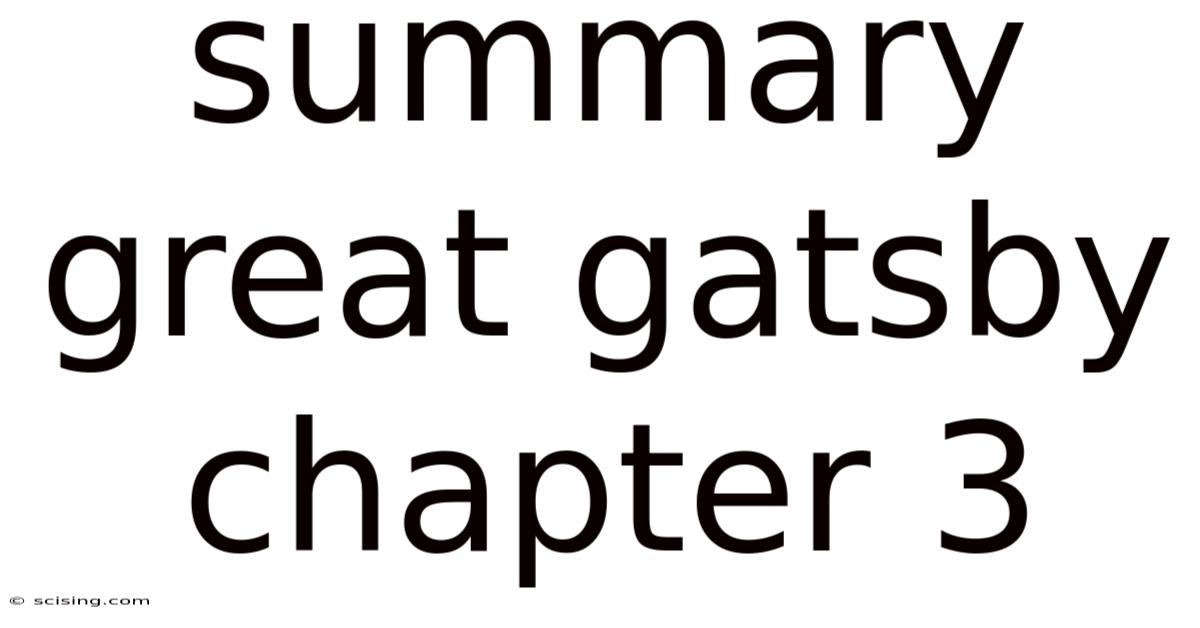 Summary Great Gatsby Chapter 3