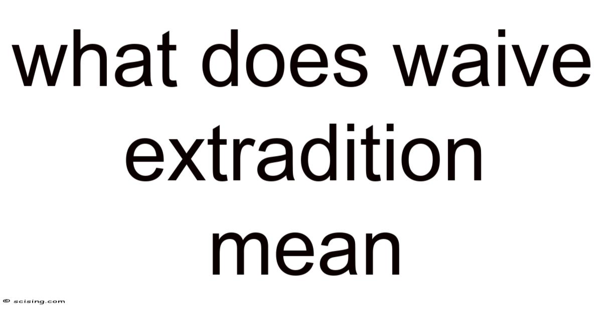 What Does Waive Extradition Mean